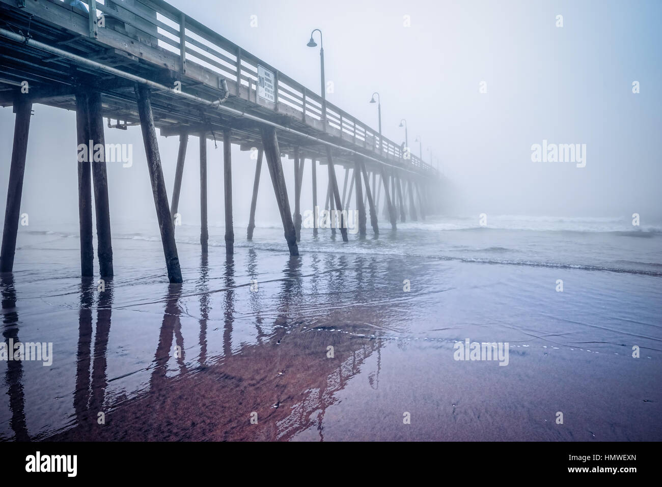 The Imperial Beach pier disappears in to the Pacific Ocean fog Stock ...