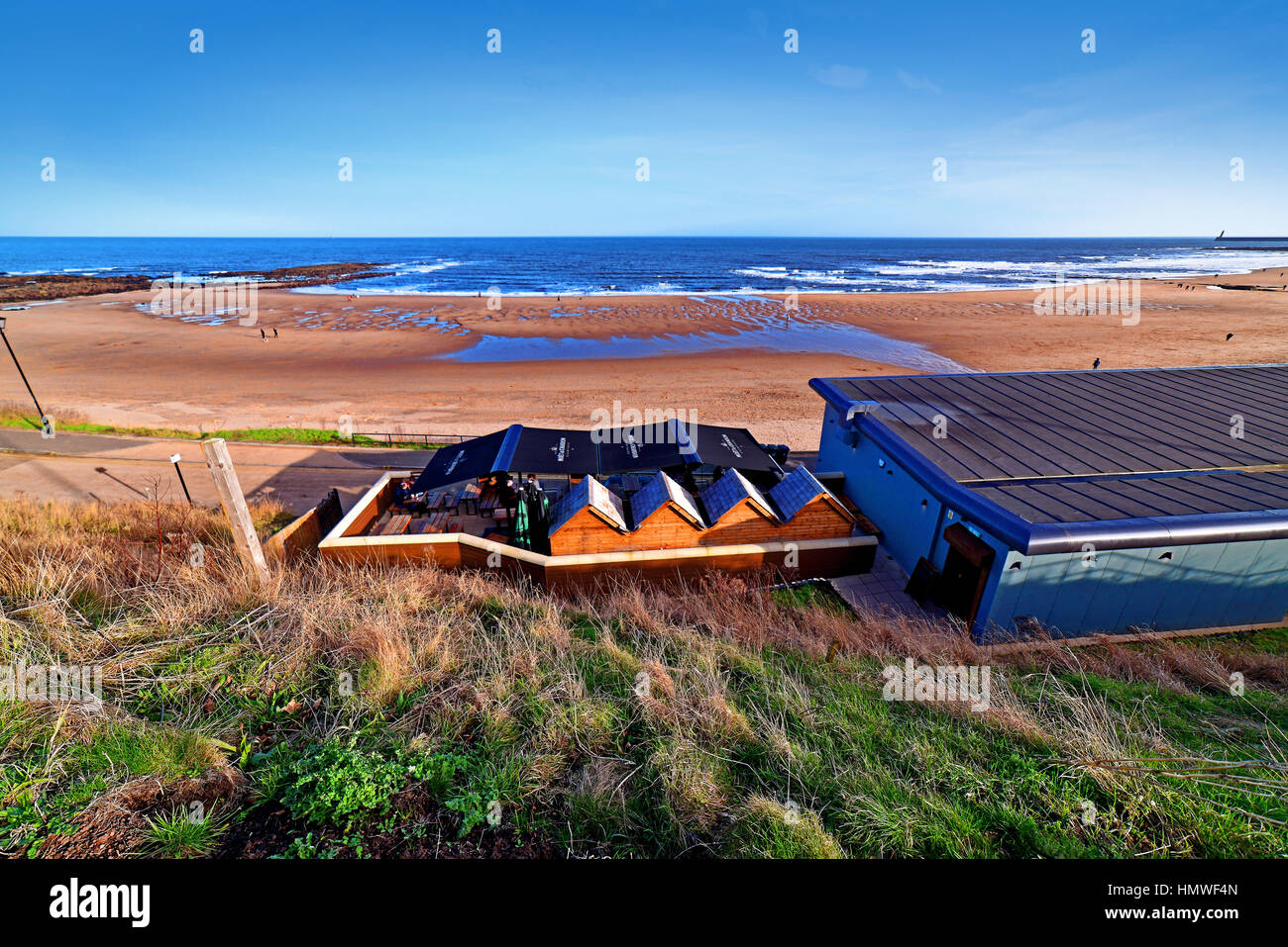The View beach restaurant Longsands Tynemouth Stock Photo - Alamy