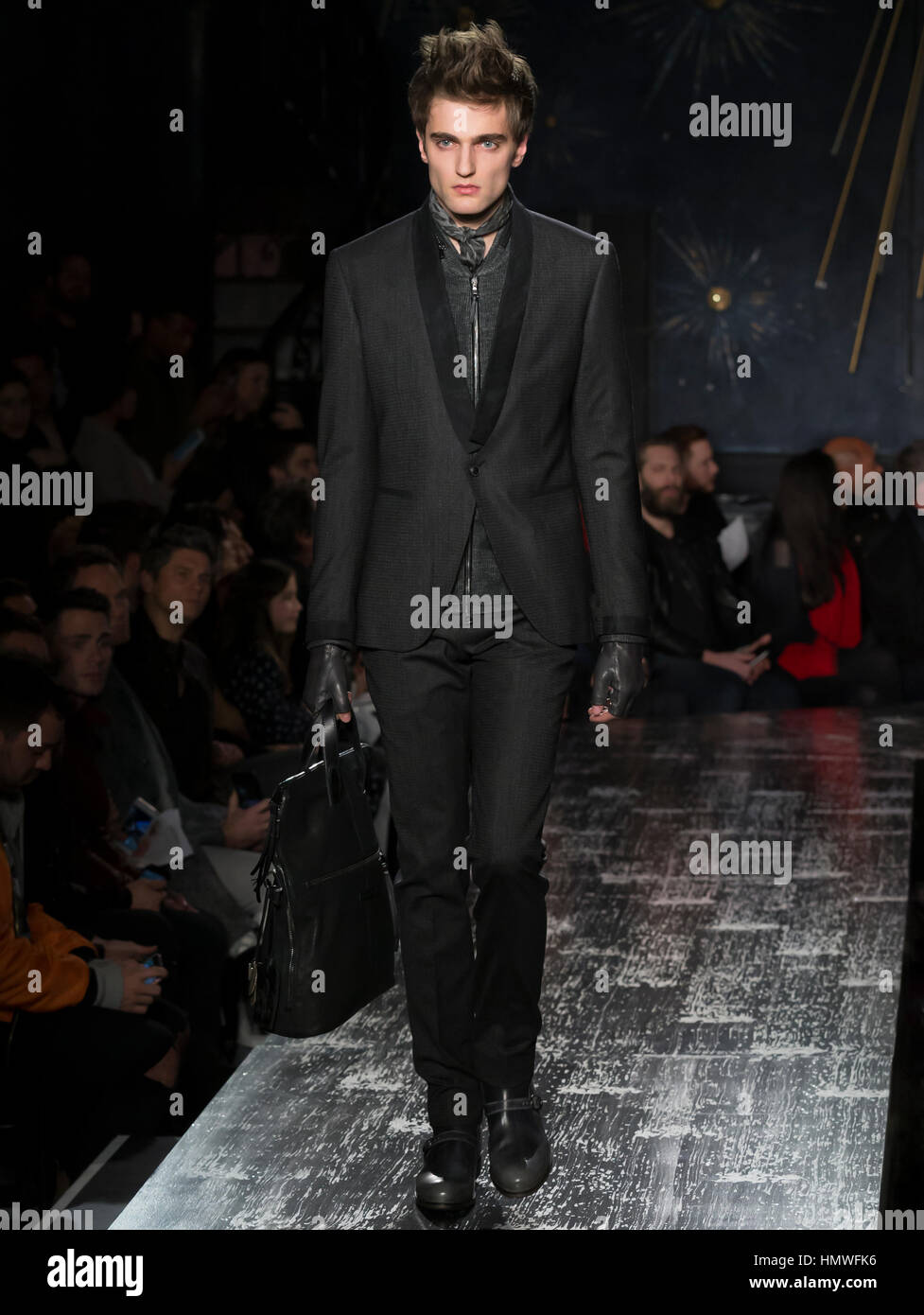 NEW YORK, NY - February 02, 2017: Marius Survila walks the runway at ...