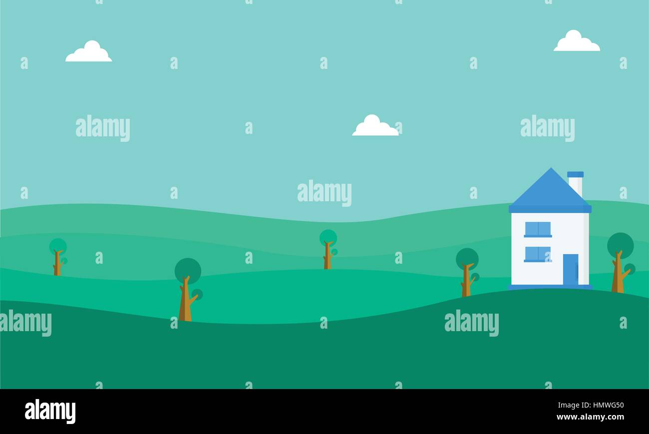 Landscape of house on the hill Stock Vector Image & Art - Alamy