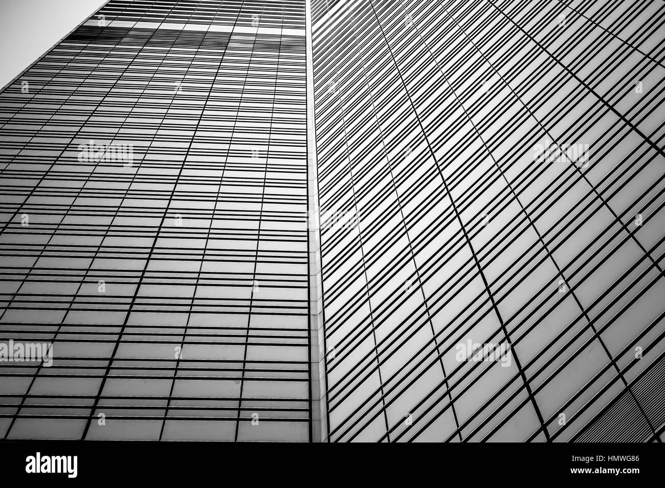 Windows of commercial building in Hong Kong with B&W color Stock Photo ...