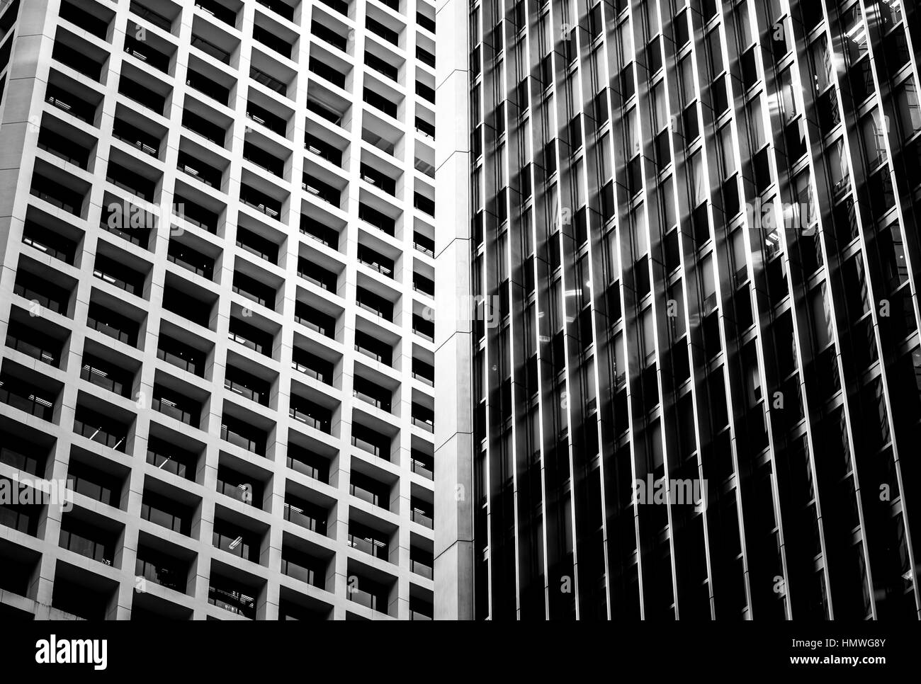 Windows of commercial building in Hong Kong with B&W color Stock Photo ...