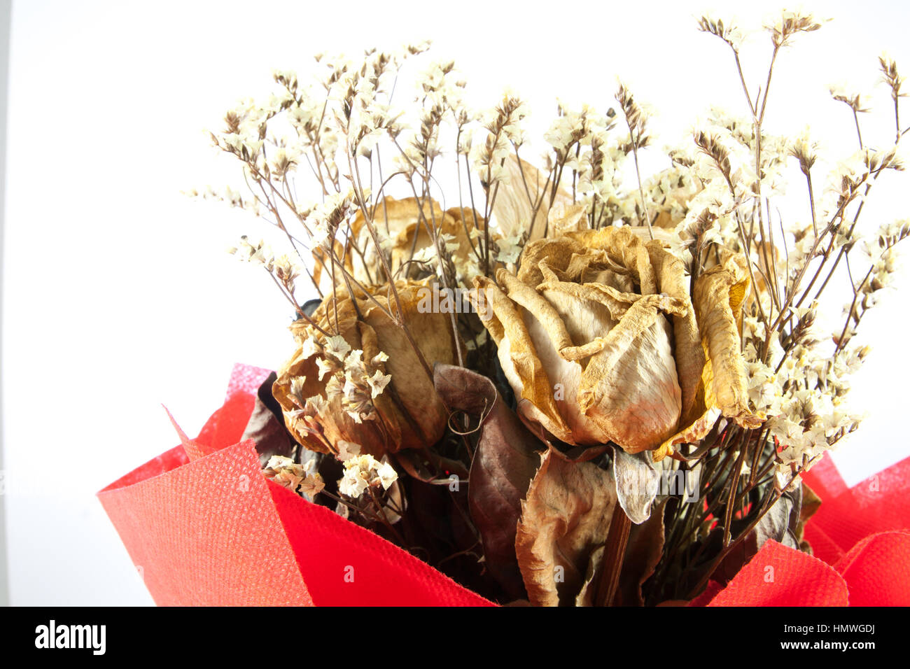 Closeup bouquet of dried rose isolated on white Stock Photo - Alamy