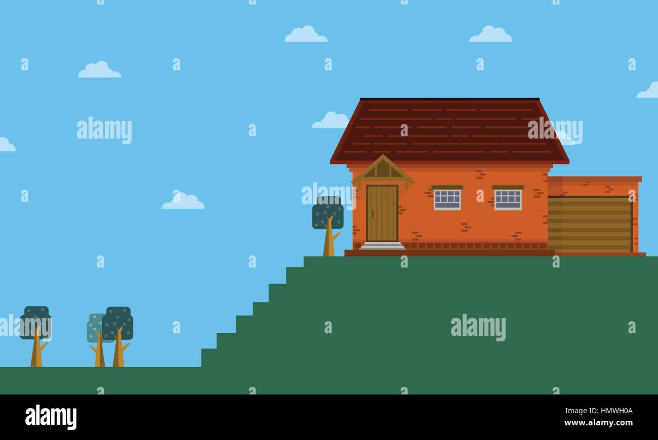 On the hill house landscape Stock Vector Image & Art - Alamy