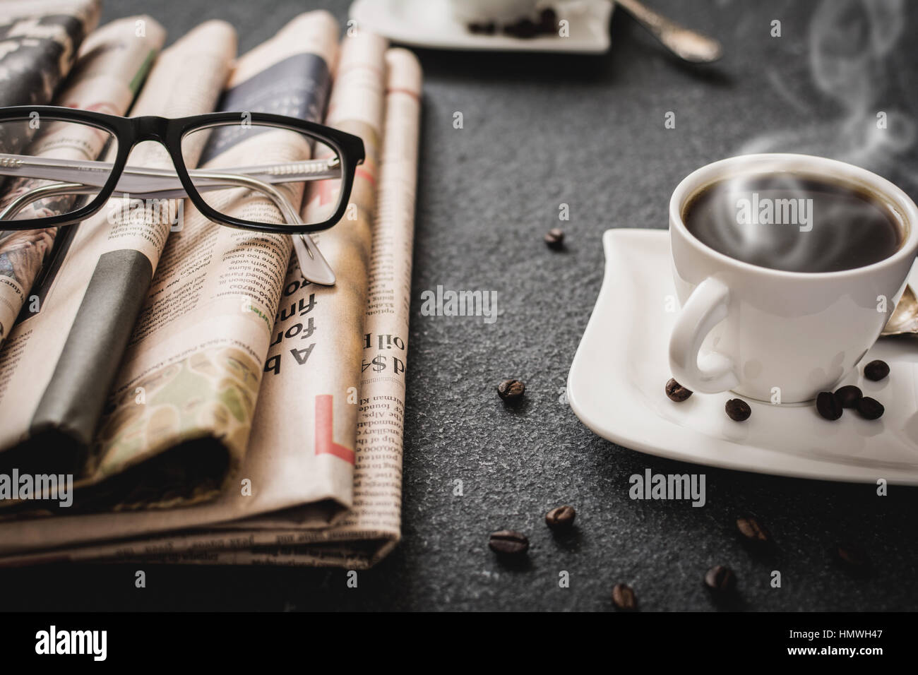 Newspaper coffee mug on table hi-res stock photography and images - Alamy