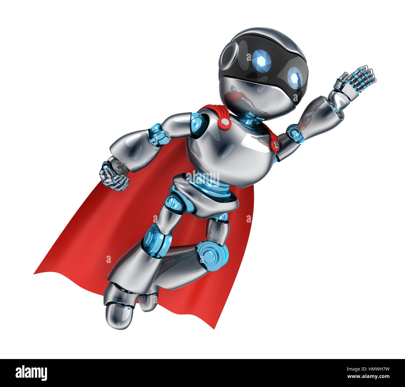 Super robot fly and red cloak. 3d illustration Stock Photo - Alamy