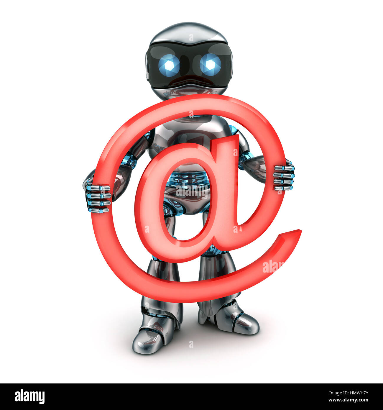 Robot and red sign E-mail. 3d illustration Stock Photo - Alamy