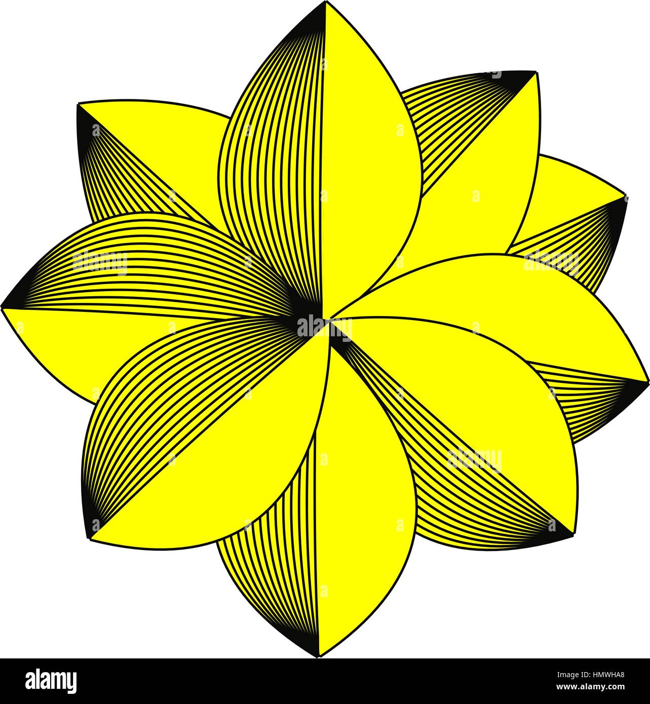 Simple retro black and yellow bloom vector on white background Stock ...