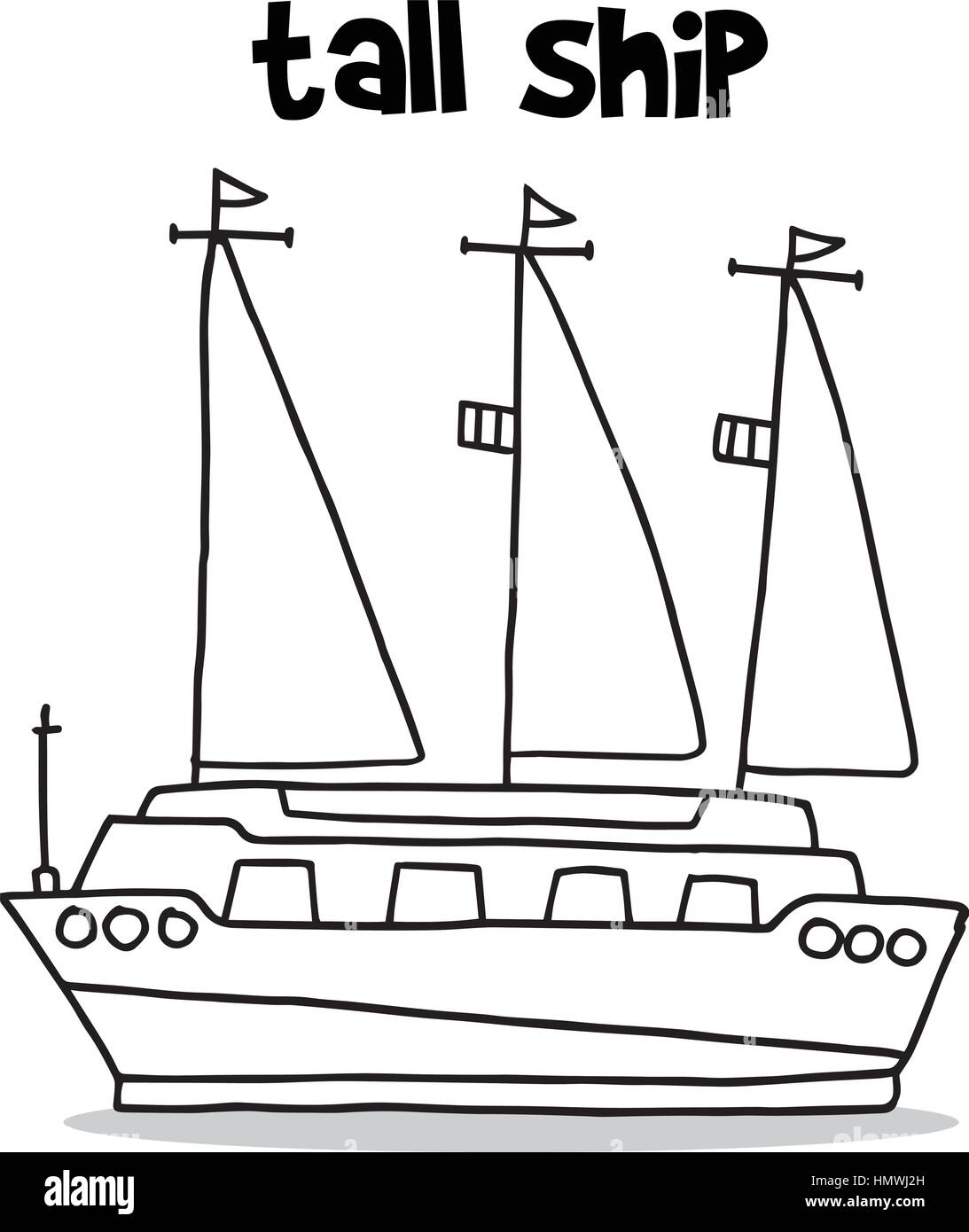 Transport of tall ship hand draw Stock Vector Image & Art - Alamy