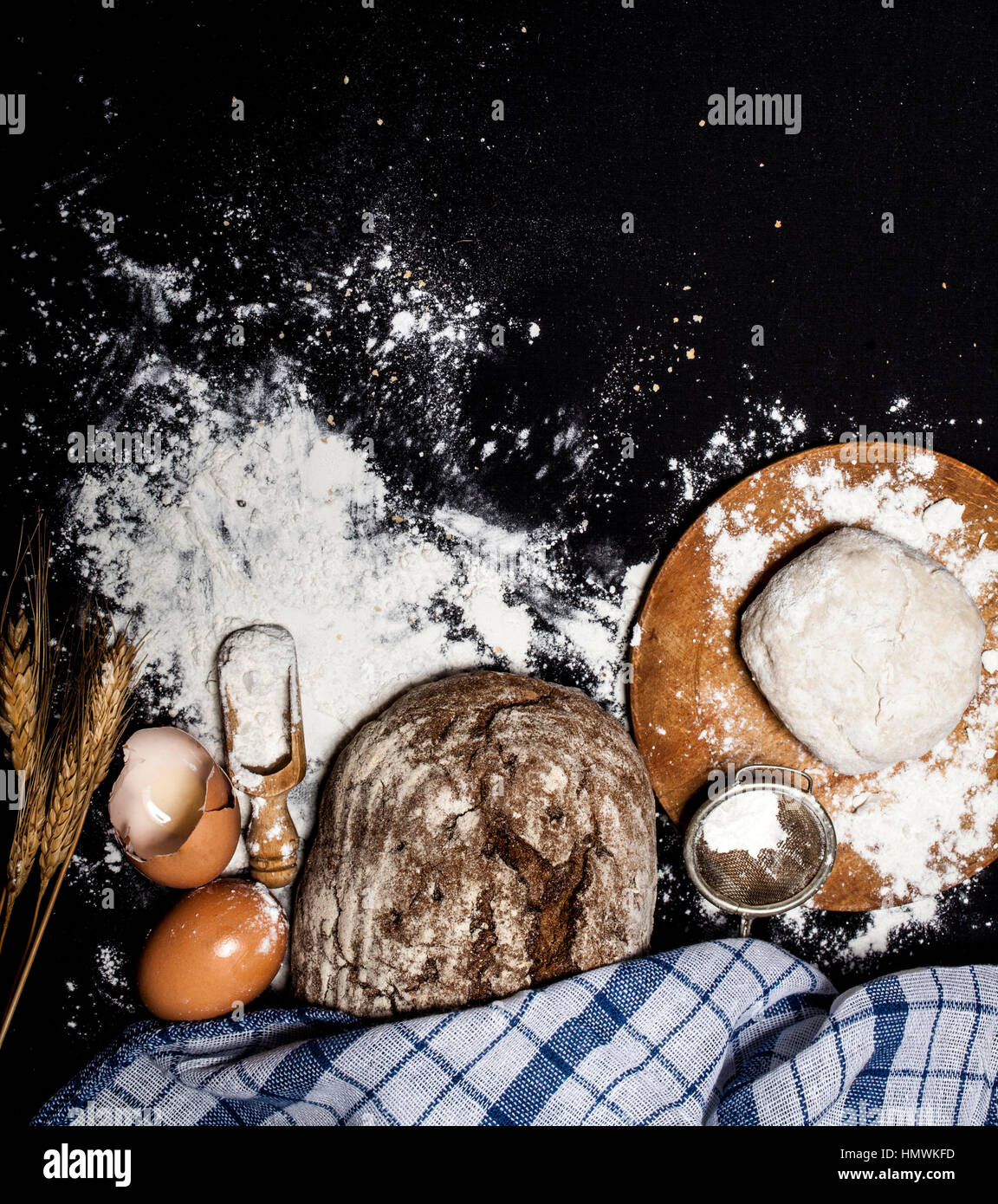 Ingredients and utensils for the preparation of bakery products - flour ...