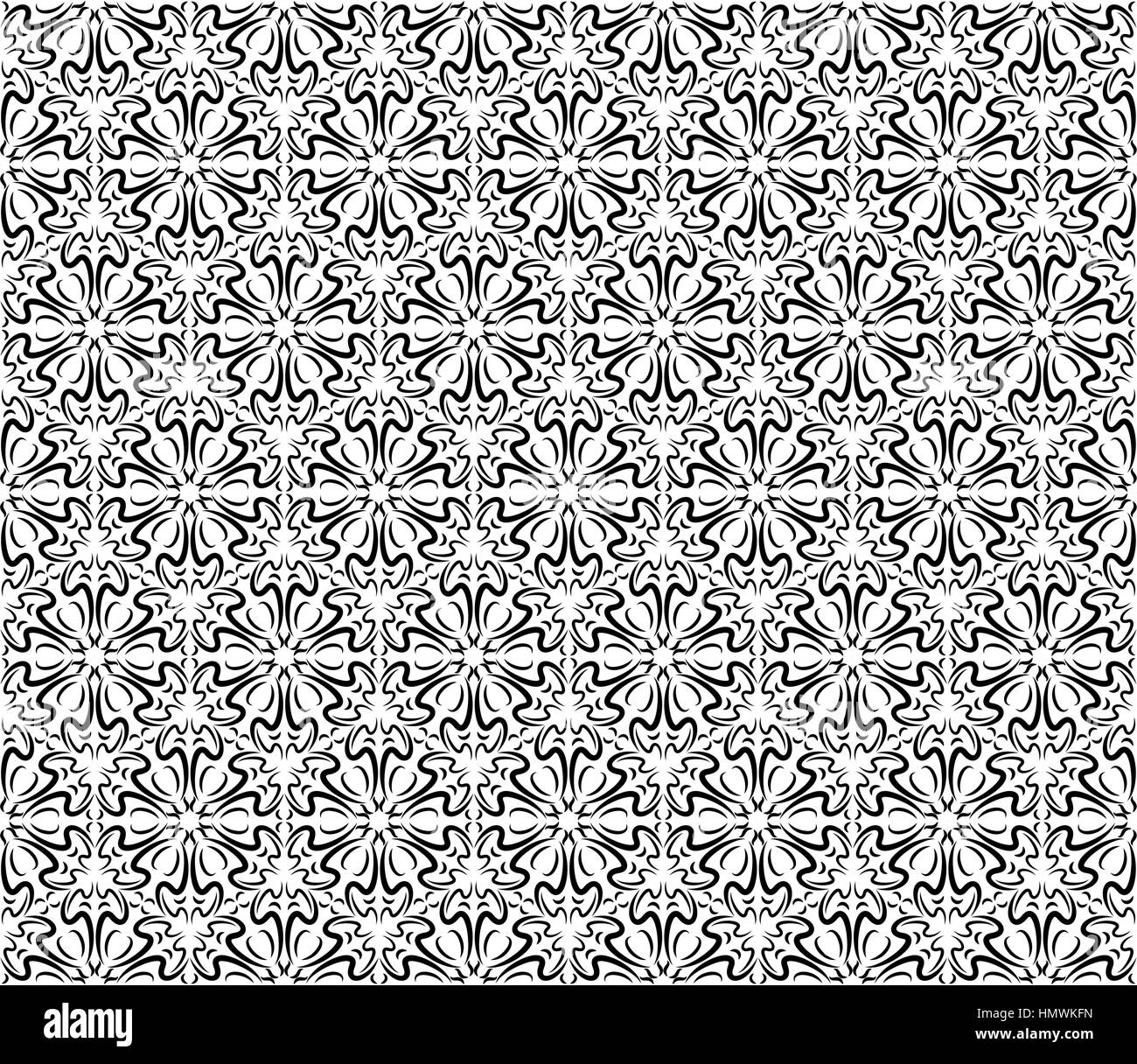 Intricate complex arrangement of swirls in hexagon layout - seamless editable repeating vector ...