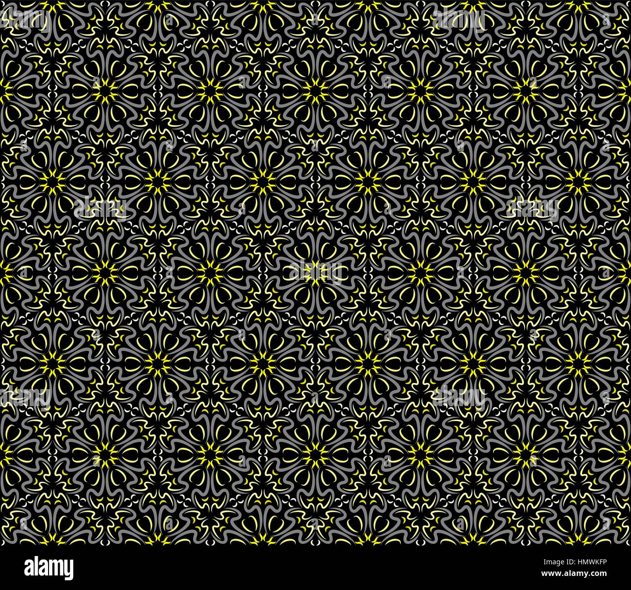 Intricate complex arrangement of swirls in hexagon layout - seamless editable repeating vector ...