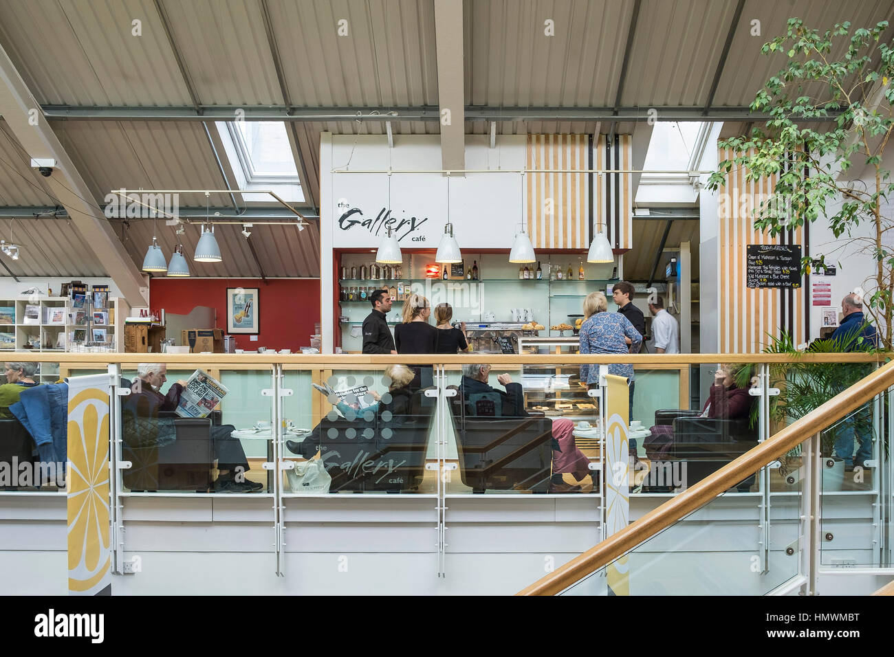Customers relax in the Gallery Cafe in Lemon Quay Market, Truro ...