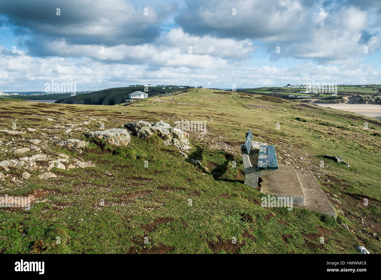 memorial bench East Pentire Newquay Cornwall Stock Photo - Alamy