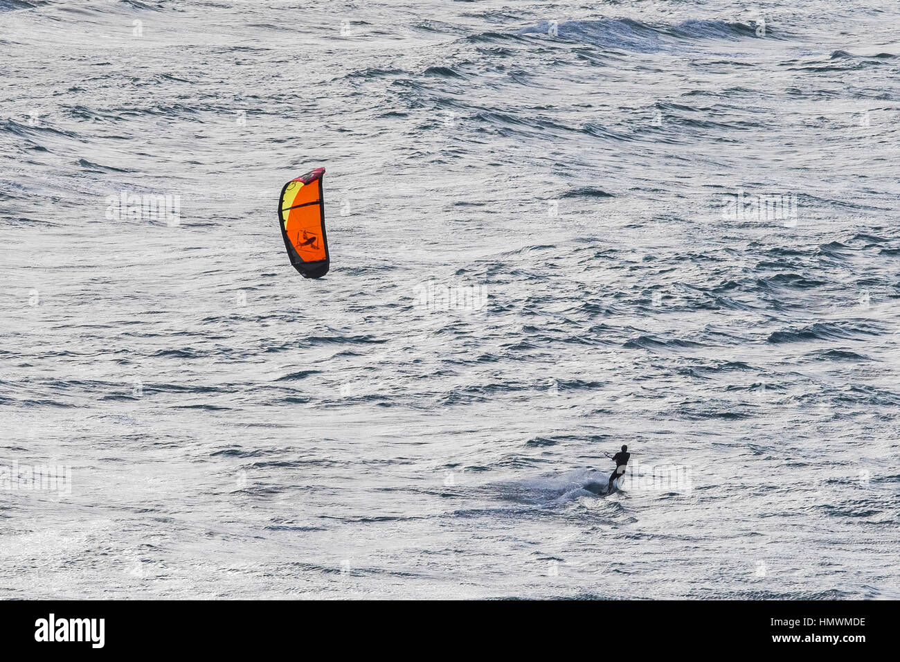 Para surfer Distance North Cornwall coast Stock Photo - Alamy