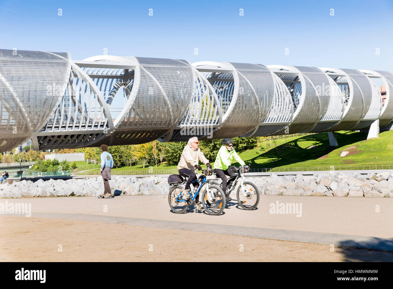 Madrid Rio park, Perrault bridge, Madrid, Spain Stock Photo - Alamy