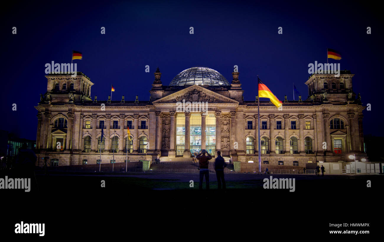 The historic Reichstag in Berlin with it's modern dome, Berlin, Germany ...