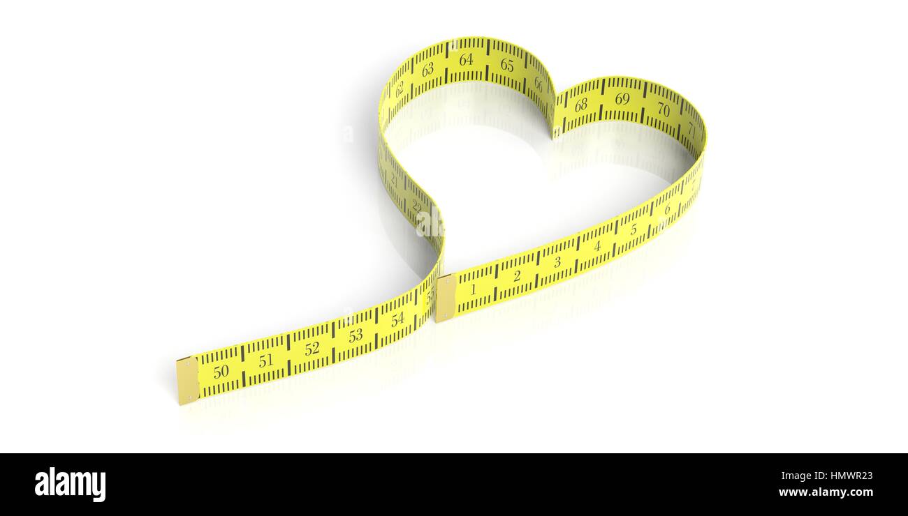 Heart shaped measure tape on white background. 3d illustration Stock ...