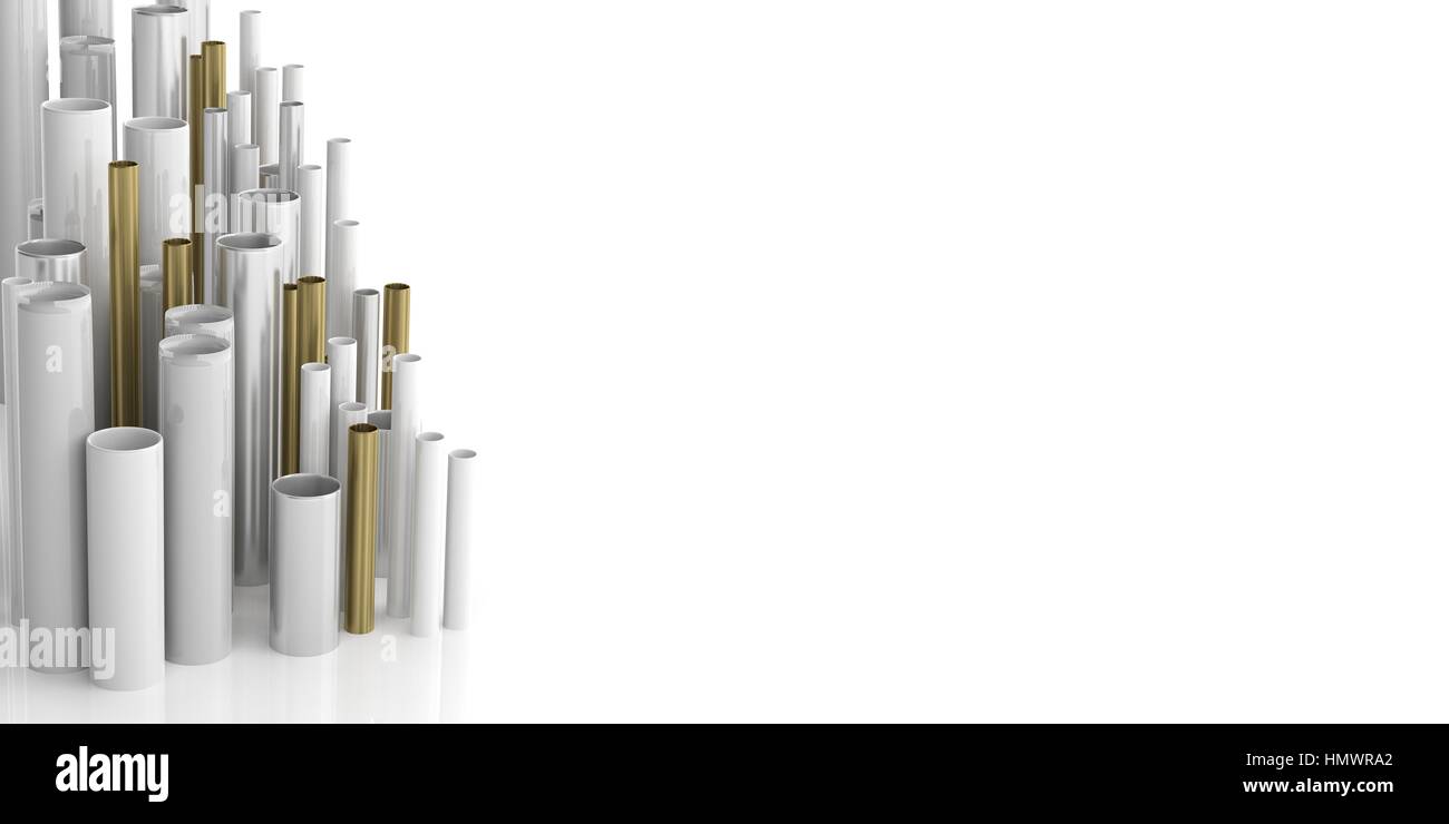 Variety of pvc pipes on white background. 3d illustration Stock Photo ...