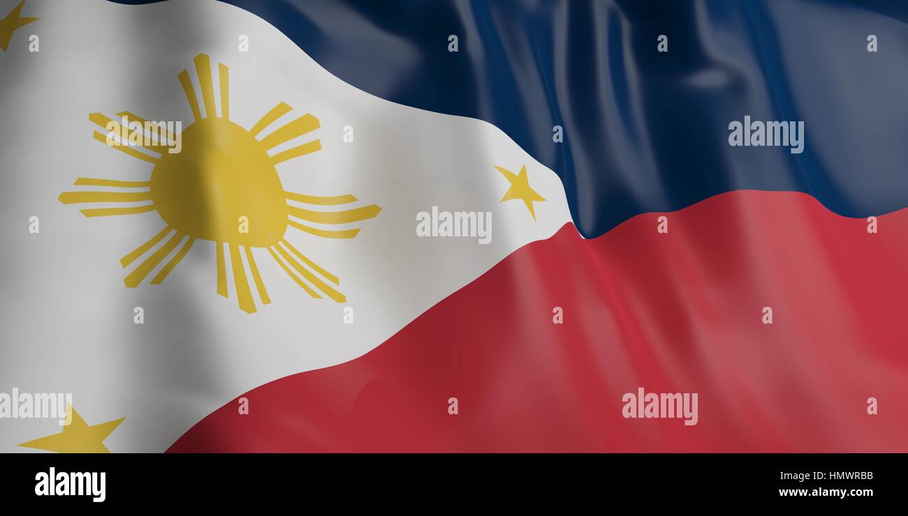 Waving Philippines flag as background. 3d illustration Stock Photo - Alamy