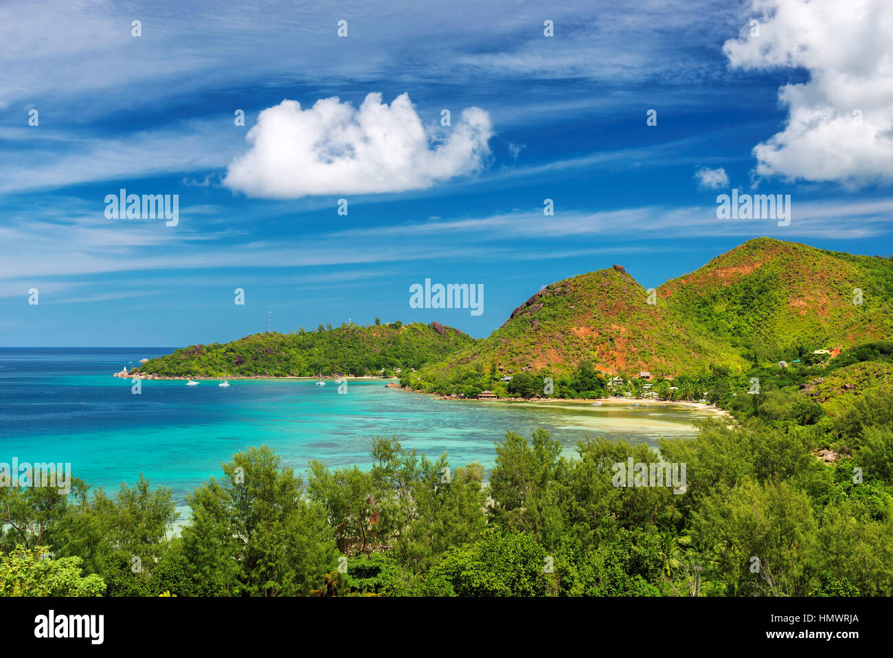 Praslin island at Seychelles Stock Photo - Alamy