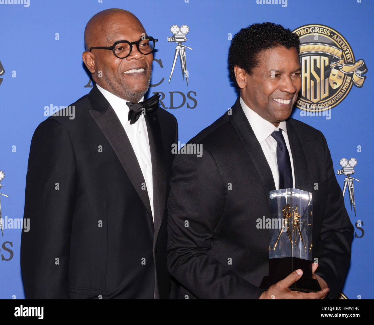 Samuel jackson denzel washington attends hi-res stock photography and ...