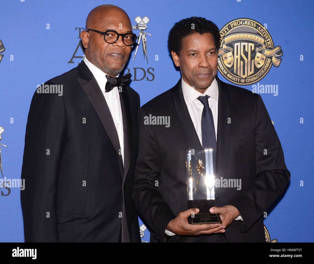 Samuel jackson denzel washington attends hi-res stock photography and ...