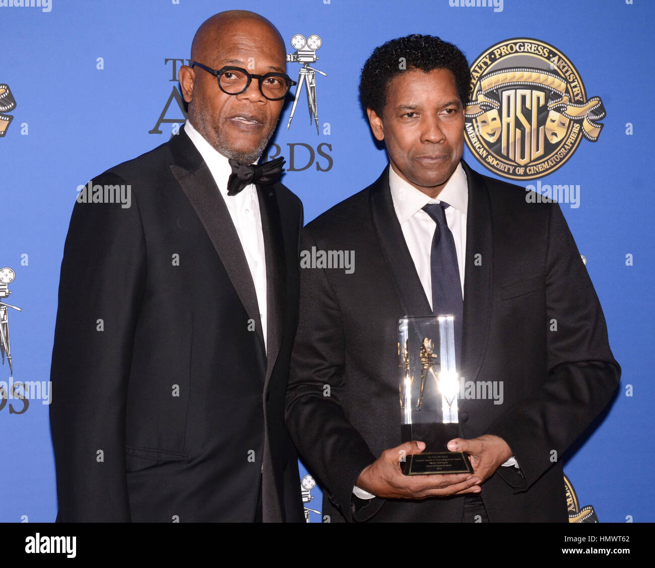 Samuel jackson denzel washington attends hi-res stock photography and ...