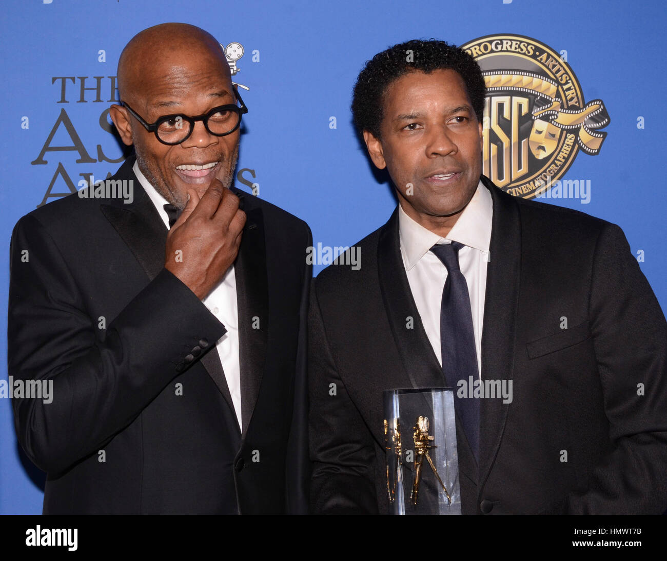 Samuel jackson denzel washington attends hi-res stock photography and ...