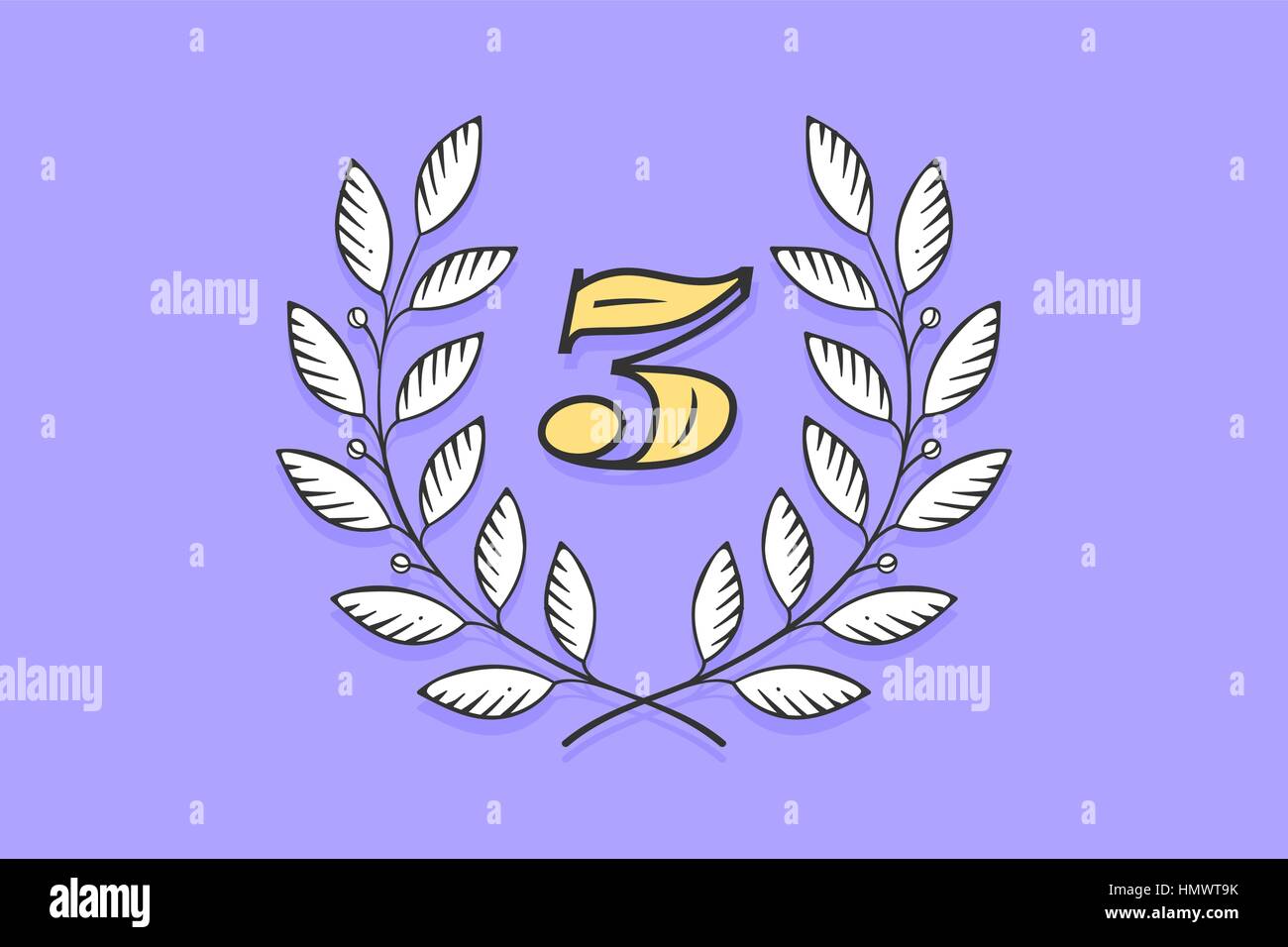 Laurel wreath icon with number Three Stock Vector Image & Art - Alamy