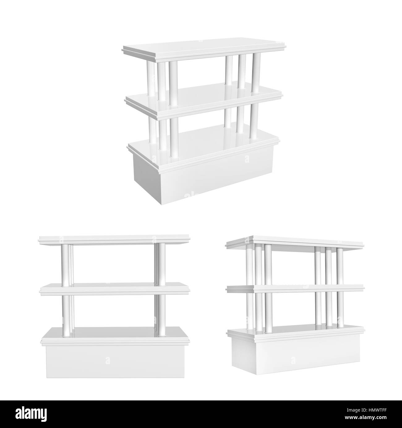 Collection of showcases. View from different angles. Objects isolated ...