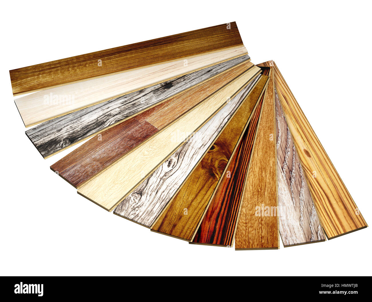 New oak parquet of different colors. Isolated on white background. 3d ...