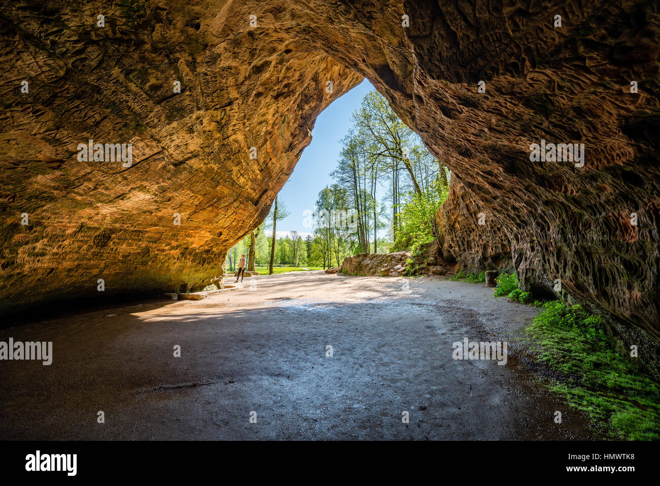 sandstone cave close-up in latvian countryside Stock Photo - Alamy