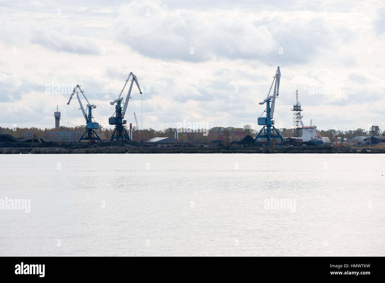 cargo dock and cargo ships in seaport in Riga. latvia Stock Photo - Alamy