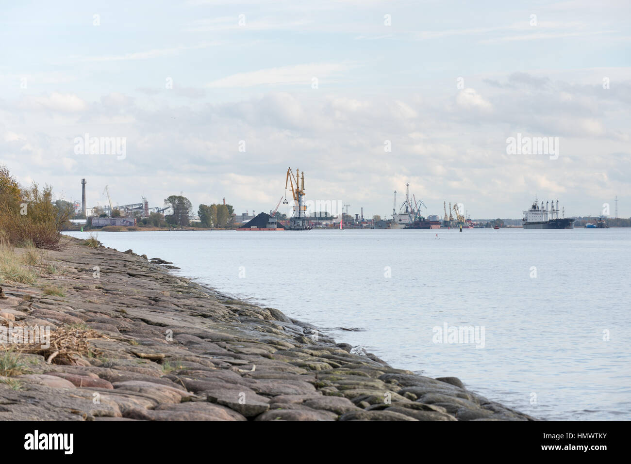 cargo dock and cargo ships in seaport in Riga. latvia Stock Photo - Alamy