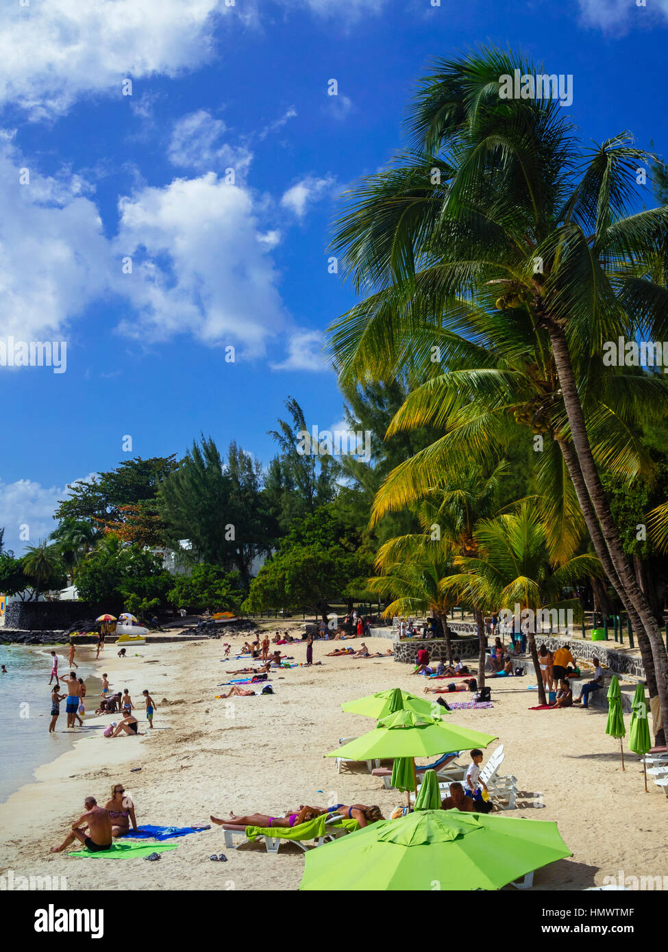 Péreybère public beach, , Mauritius Stock Photo - Alamy