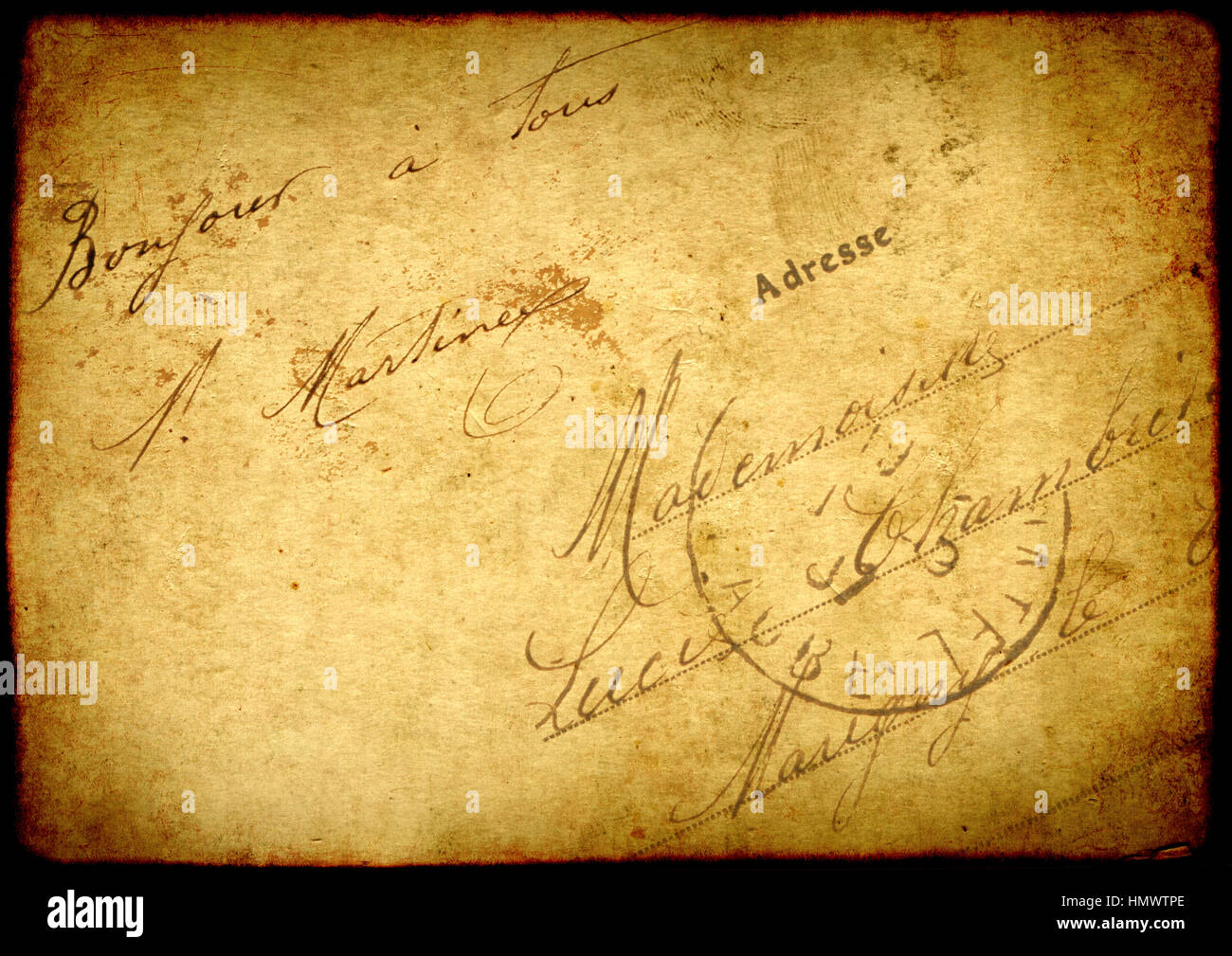 Grunge vintage background with old paper texture and inscription Stock ...