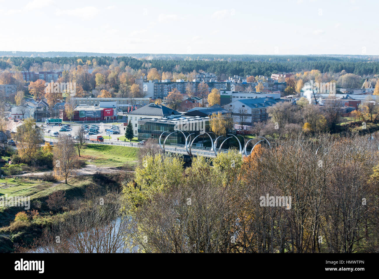 aerial view of rural city in latvia. valmiera urban district - Valmiera ...