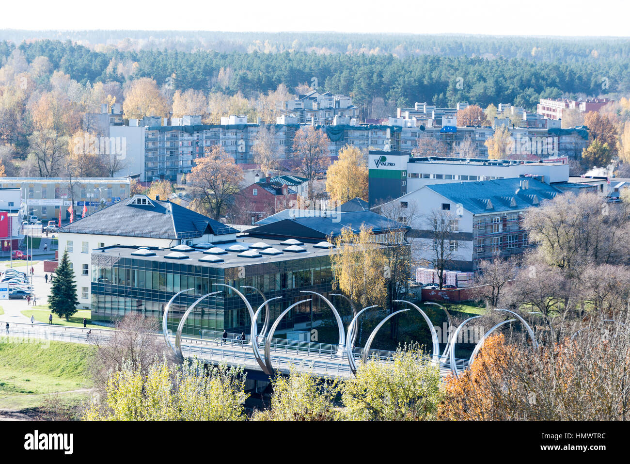 aerial view of rural city in latvia. valmiera urban district - Valmiera ...
