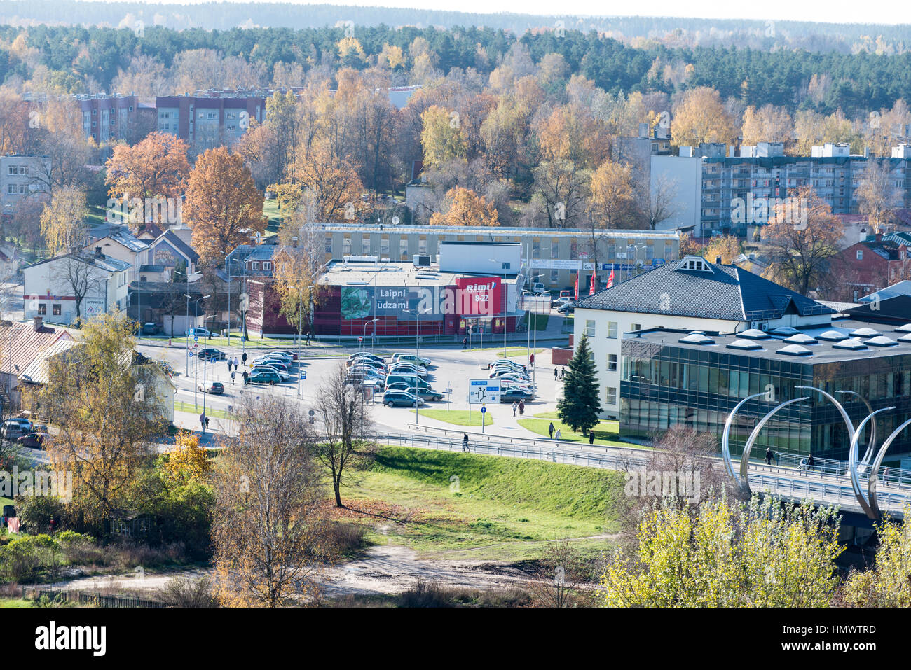 aerial view of rural city in latvia. valmiera urban district - Valmiera ...