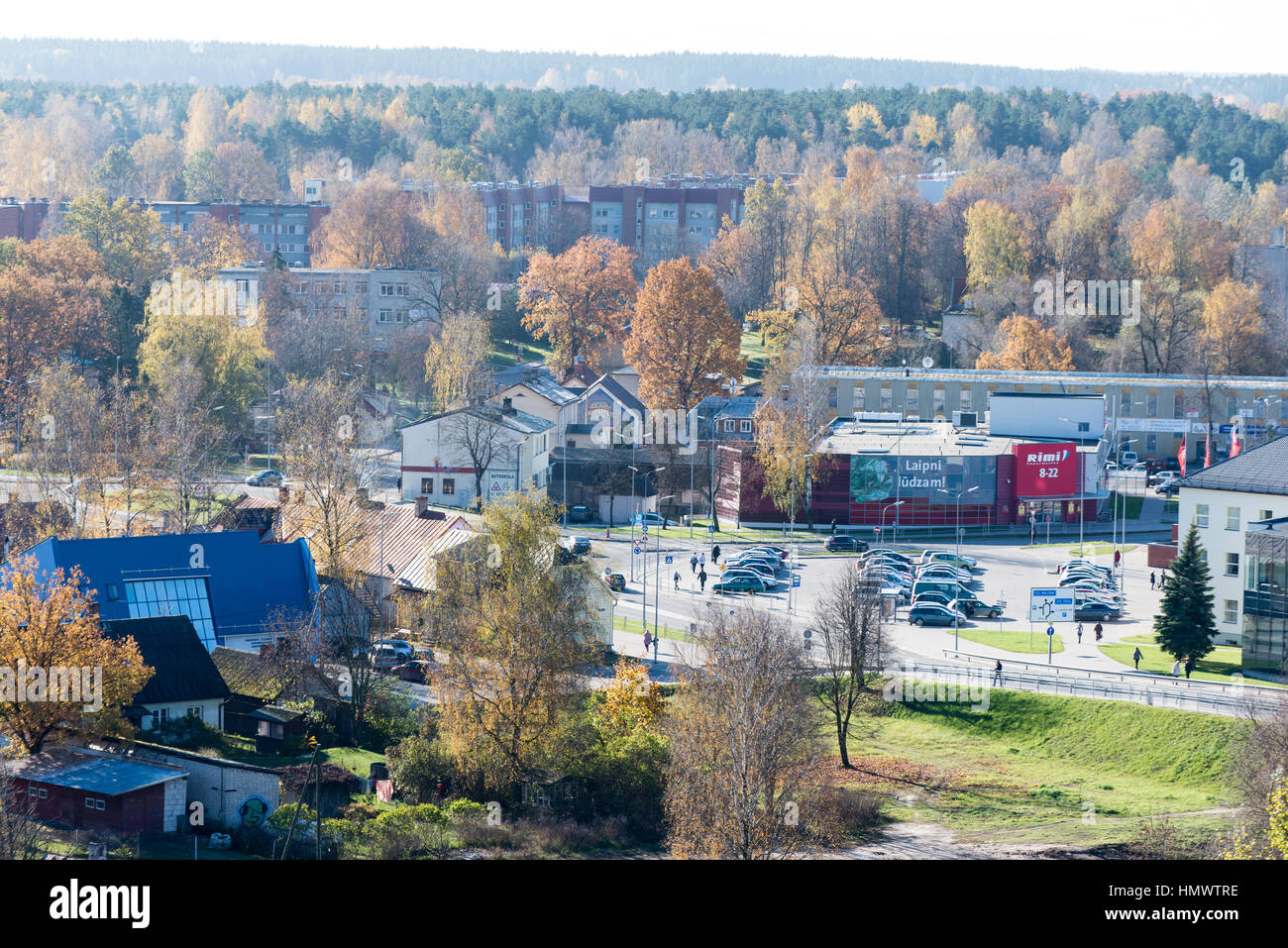 aerial view of rural city in latvia. valmiera urban district - Valmiera ...