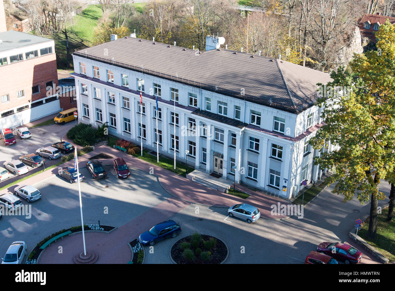 aerial view of rural city in latvia. valmiera urban district - Valmiera ...