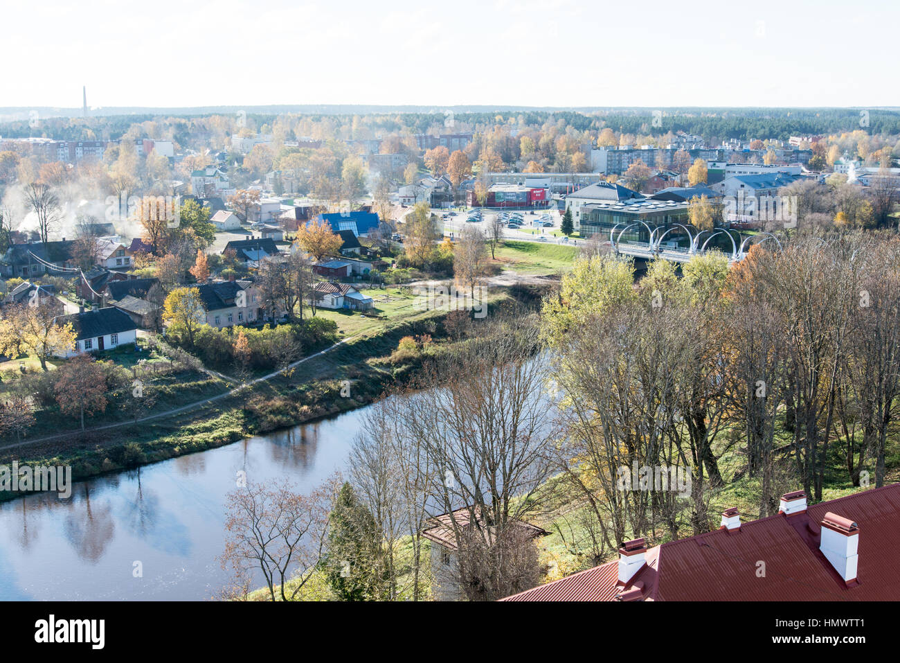 aerial view of rural city in latvia. valmiera urban district - Valmiera ...