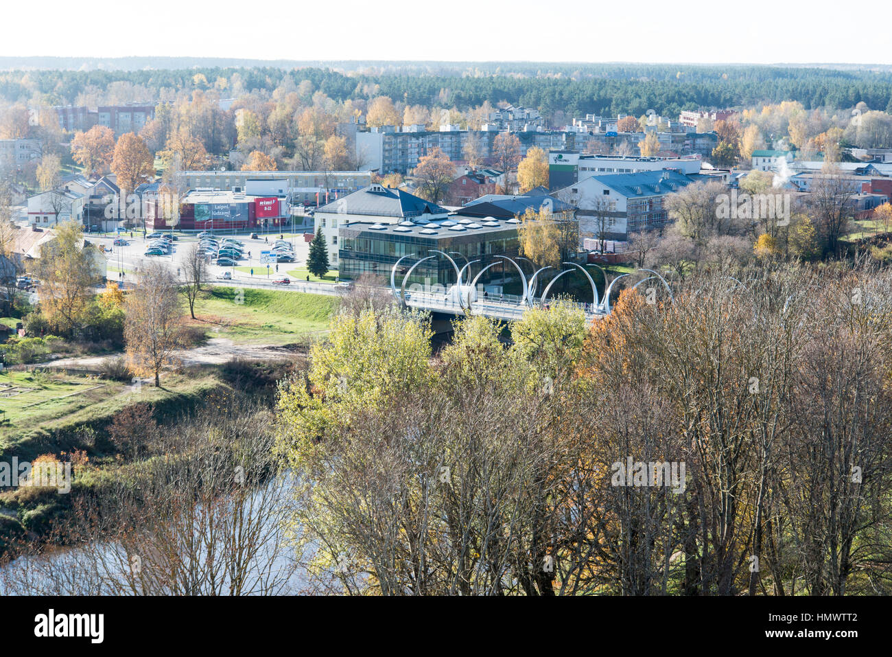 aerial view of rural city in latvia. valmiera urban district - Valmiera ...