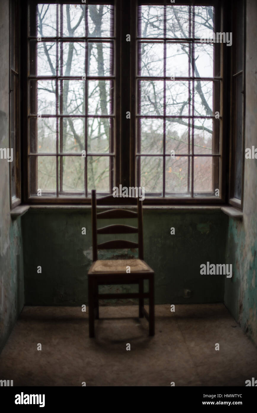interior of an old castle with stairs and windows. detail shot Stock ...
