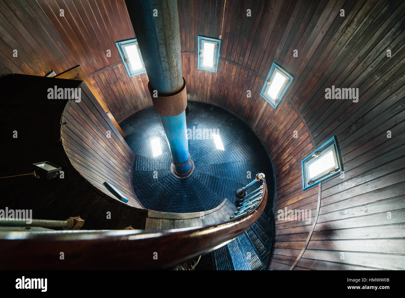 A spiral staircase inside a old wooden lighthouse Stock Photo - Alamy