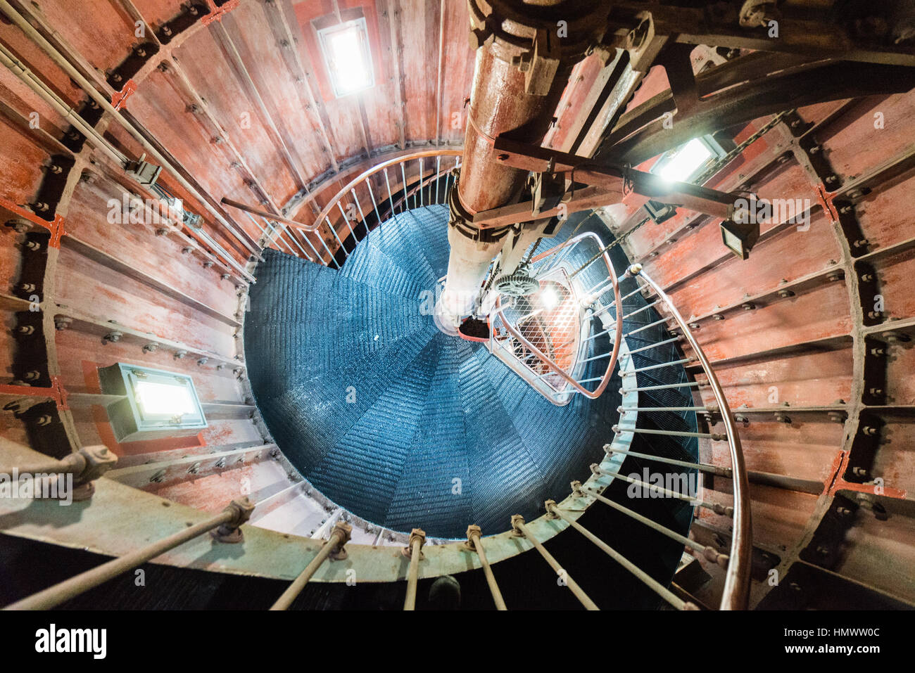 A spiral staircase inside a old wooden lighthouse Stock Photo - Alamy