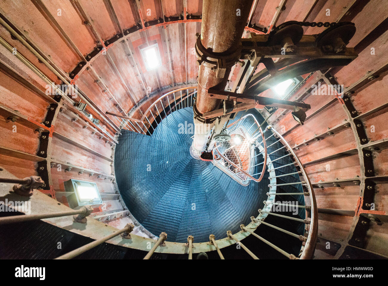 A spiral staircase inside a old wooden lighthouse Stock Photo - Alamy