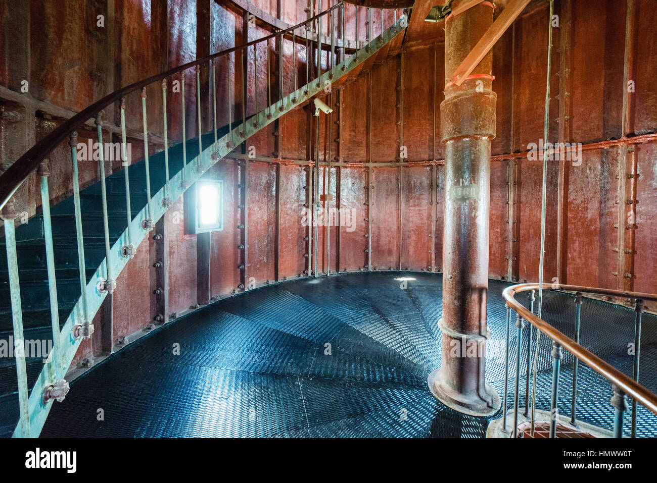 A spiral staircase inside a old wooden lighthouse Stock Photo - Alamy