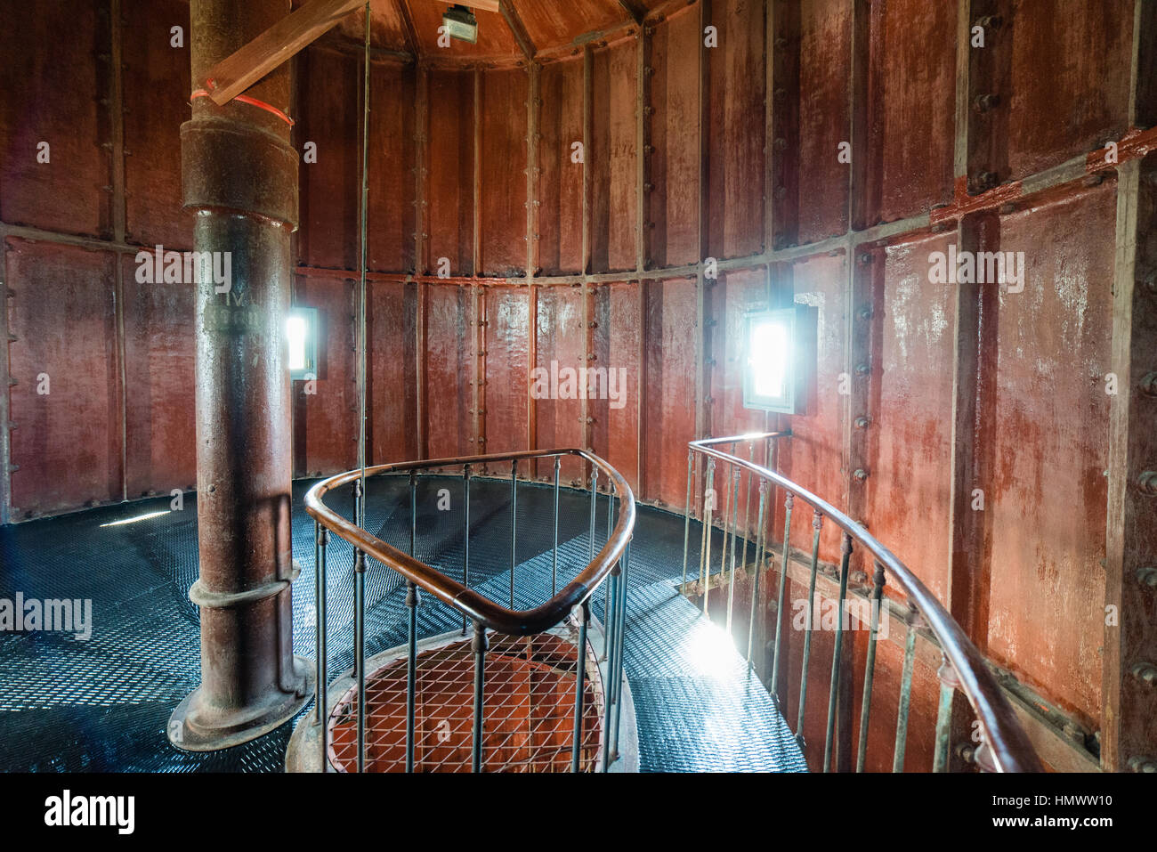 A spiral staircase inside a old wooden lighthouse Stock Photo - Alamy